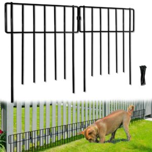 thrivinest 10 pack animal barrier fence, no dig fence decorative fences, 17in(h) x10ft(l) rustproof metal small garden fence border for dogs rabbits, bottom blocker for outdoor yard patio