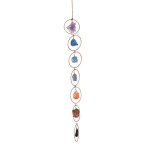 7 chakra stones healing crystals wall hanging, gemstone wall hanger decor feng shui hanging pendant window hanging ornament for good luck reiki yoga meditation protection mothers day