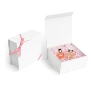 ginlebo gift box 7.5x7x3.2 inches white gift box with lid,small gift boxes for presents,magnetic gift box for birthdays weddings christmas