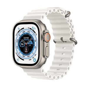 apple watch ultra [gps + cellular 49mm] titanium case with white ocean band, one size (renewed)