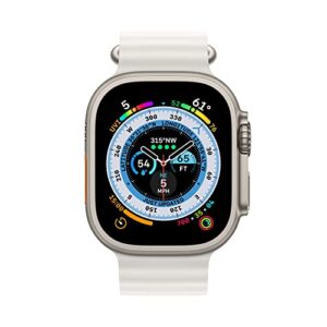 Apple Watch Ultra [GPS + Cellular 49mm] Titanium Case with White Ocean Band, One Size (Renewed)