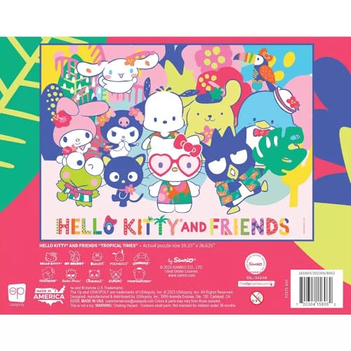 Hello Kitty and Friends Tropical Times 1,000 Piece Jigsaw Puzzle | Collectible Puzzle Artwork Featuring Hello Kitty, Cinnamoroll, Keroppi | Officially-Licensed Hello Kitty Puzzle & Merchandise