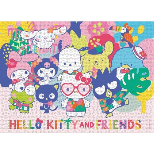 Hello Kitty and Friends Tropical Times 1,000 Piece Jigsaw Puzzle | Collectible Puzzle Artwork Featuring Hello Kitty, Cinnamoroll, Keroppi | Officially-Licensed Hello Kitty Puzzle & Merchandise