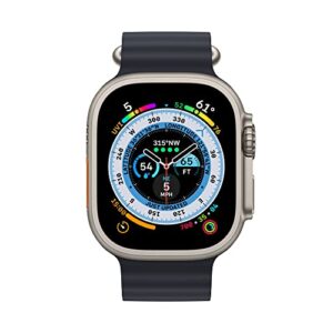 Apple Watch Ultra [GPS + Cellular 49mm] Titanium Case with Midnight Ocean Band, One Size (Renewed)