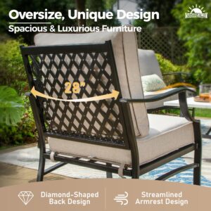 SUNSHINE VALLEY 7 Piece Outdoor Patio Furniture Sets Metal Modern Outoor Patio Conversation Set with 5.75" Extra Thick Cushion for Deck Backyard