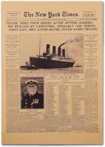 vintage titanic poster 20" x 14" unframed new york times titanic disaster 1912 history front sheet page kraft paper titanic sinking poster retro decor western art prints home decor