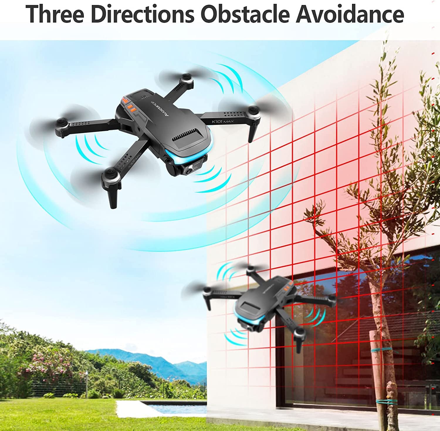 Mini Drone for Adults Beginners with 1080P HD FPV Camera, RC Quadcopter Camera Drone with Altitude Hold, One Key Landing, Obstacle Avoidance, Speed Adjustment, Headless Mode, 3D Flips, 2 Batteries