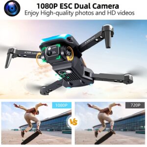 Mini Drone for Adults Beginners with 1080P HD FPV Camera, RC Quadcopter Camera Drone with Altitude Hold, One Key Landing, Obstacle Avoidance, Speed Adjustment, Headless Mode, 3D Flips, 2 Batteries