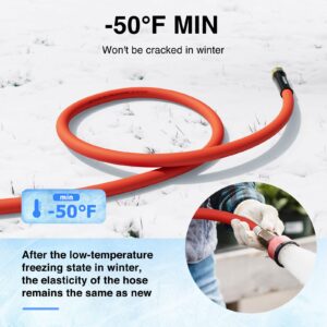 SPECILITE Hot/Cold Water Hose 5/8" x 75 ft,Heavy Duty Red Garden Hose -50℉ to 190℉,Flexible & Lightweight Rubber Hoses With 3/4" Brass Fittings for Yard,Outdoor,Farm