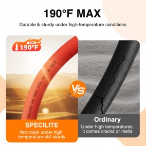 SPECILITE Hot/Cold Water Hose 5/8" x 75 ft,Heavy Duty Red Garden Hose -50℉ to 190℉,Flexible & Lightweight Rubber Hoses With 3/4" Brass Fittings for Yard,Outdoor,Farm