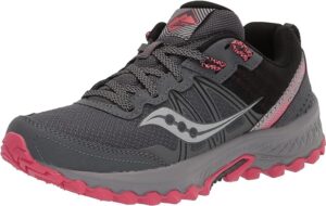 saucony women's excursion tr14 running shoe, charcoal/coral, 8.5 w us