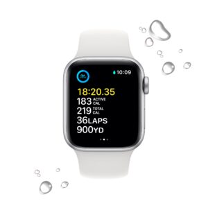 Apple Watch SE (2nd Gen) (GPS, 40mm) - Silver Aluminum Case with White Sport Band, M/L (Renewed)