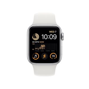 Apple Watch SE (2nd Gen) (GPS, 40mm) - Silver Aluminum Case with White Sport Band, M/L (Renewed)