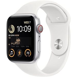 Apple Watch SE (2nd Gen) (GPS + Cellular, 40mm) - Silver Aluminum Case with White Sport Band, S/M (Renewed)