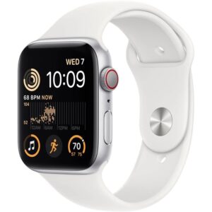 apple watch se (2nd gen) (gps + cellular, 40mm) - silver aluminum case with white sport band, s/m (renewed)