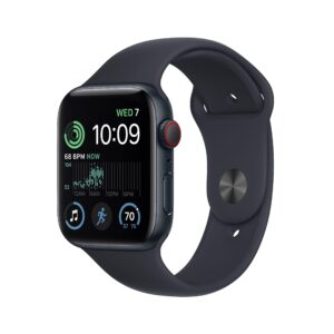 apple watch se (2nd gen) (gps + cellular, 44mm) - midnight aluminum case with midnight sport band, s/m (renewed)