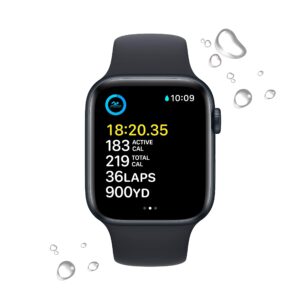 Apple Watch SE (2nd Gen) (GPS + Cellular, 44mm) - Midnight Aluminum Case with Midnight Sport Band, S/M (Renewed)