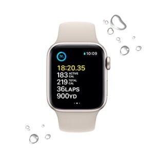 Apple Watch SE (2nd Gen) (GPS + Cellular, 40mm) - Starlight Aluminum Case with Starlight Sport Band, M/L (Renewed)