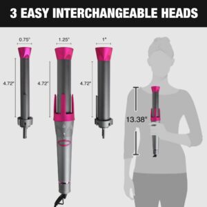 ECOJIA 3 in 1 Curling Iron Automatic Hair Styling Curler Wand Set with 3 Interchangeable Ceramic Coasting Barrels(0.75'' to 1.25'') Temperature Adjustments Fast Heat-UP 446°F for Long Medium Hair