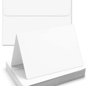 Poever Blank-Cards-and-Envelopes 60 Pack - 5 x 7 Folded Cardstock with A7 White Envelopes-for-Invitation, Heavyweight Blank-Note-Cards-and-Envelopes Self Seal Printable for Greeting Party Birthday