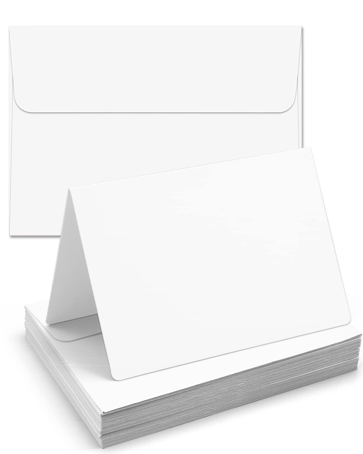 Poever Blank-Cards-and-Envelopes 60 Pack - 5 x 7 Folded Cardstock with A7 White Envelopes-for-Invitation, Heavyweight Blank-Note-Cards-and-Envelopes Self Seal Printable for Greeting Party Birthday