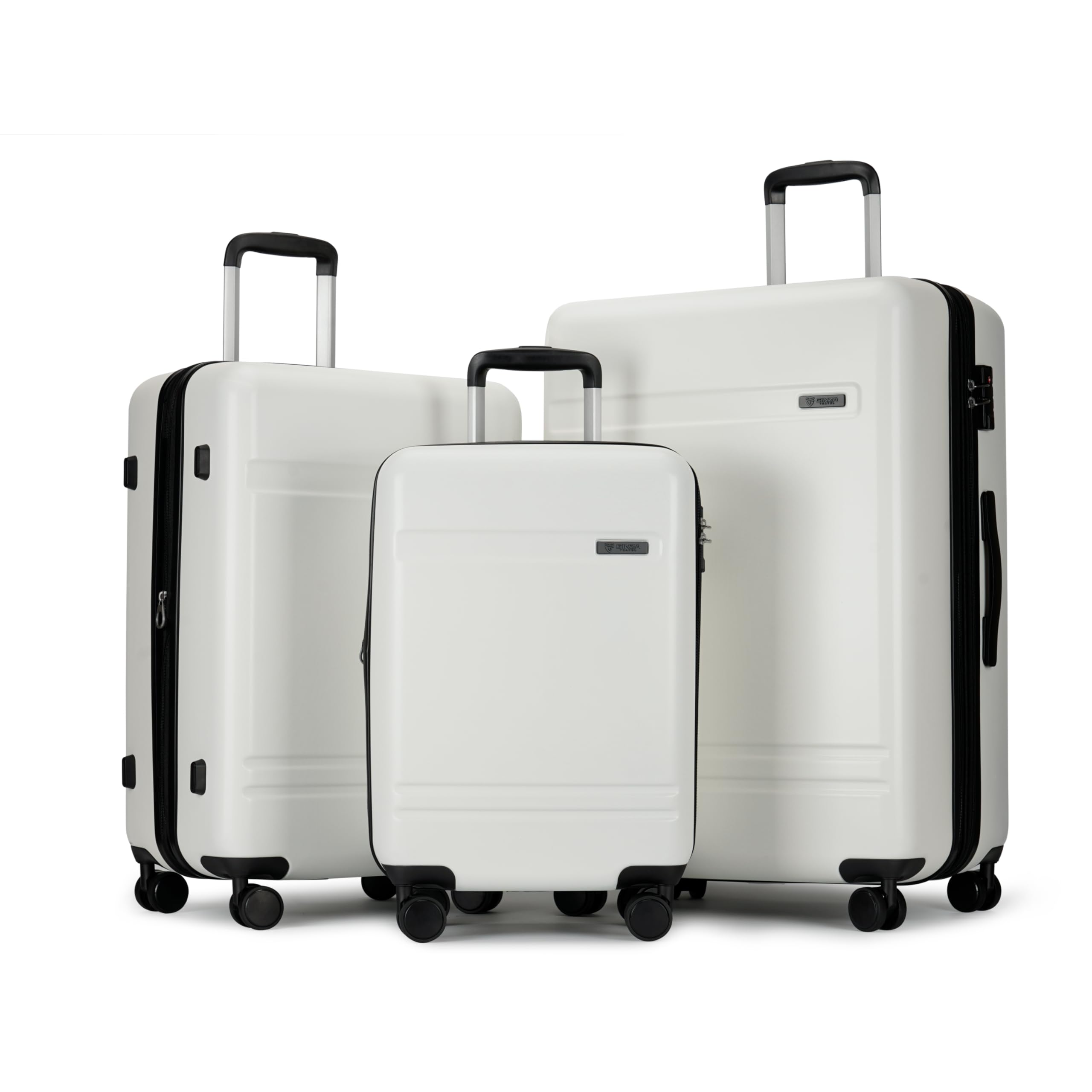 PRIMICIA GinzaTravel 3-Piece Luggage Sets Expandable Suitcases with 4 Wheels PC+ABS Durable Hardside Luggage sets TSA lock(White, 3-Piece Set(20"/25"/29"))