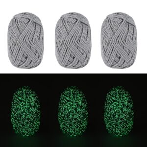 moon waves glow in the dark yarn for crochet fluorescent luminous scrubby thread knitting shining glowing yarn for crocheting weaving (grey)