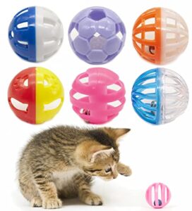 fashion's talk 12pcs value pack plastic ball cat toys lattice balls with bell jingle kitten toy,gift box 1.5" 6 styles