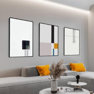 black frame abstract canvas wall art 3-piece set of famous paintings posters prints minimalism natural fusion living room bedroom bathroom office wall art deco large size 24 "x 32" (24 "x 32")