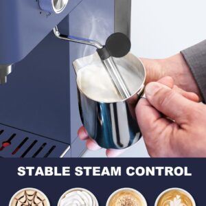 Laekerrt Espresso Machine 20 Bar Espresso Maker with Milk Frother Steam Wand, Compact Espresso Coffee Machine for Cappuccino and Latte (Navy Blue, Upgraded Version) Gift for Coffee Lovers, Dad, Mom