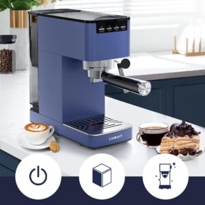 Laekerrt Espresso Machine 20 Bar Espresso Maker with Milk Frother Steam Wand, Compact Espresso Coffee Machine for Cappuccino and Latte (Navy Blue, Upgraded Version) Gift for Coffee Lovers, Dad, Mom