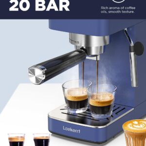 Laekerrt Espresso Machine 20 Bar Espresso Maker with Milk Frother Steam Wand, Compact Espresso Coffee Machine for Cappuccino and Latte (Navy Blue, Upgraded Version) Gift for Coffee Lovers, Dad, Mom