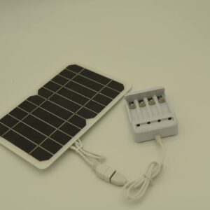 HUI YINGC Solar Power Charger with 5 Watt Portable Solar Panel for 1.2V AA & AAA Household Rechargeable Batteries, with 5 Watt Solar Panel and 4-Bay USB AA & AAA Charger