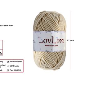 LovLim Crochet Yarn, 10x50g Soft Cotton Yarn Skeins, 1200+ Yards, for Crochet and Knitting, Free Crochet/Amigurumi Patterns, Craft DK Yarn Perfect Starter Kit (Nature)