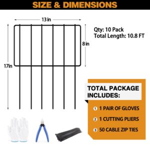 KYATE Garden Fence Animal Barrier, Dog Digging Fence 10 Pack 10.8ft(L) X 17inch(H), Rustproof Metal Border, Rabbits Blockers Ground Stakes Defense Fence for Outdoor Landscape Patio