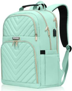 kuosdaz backpackf or men women, school backpack for boys girls, 15.6 inch quilted laptop backpack with usb charging port, large bookbags for teens, teal