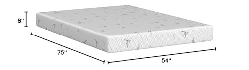 IULULU Full Mattress in a Box, 8 Inch Memory Foam Mattress with Breathable Bamboo Cover, Green Tea Full Size Mattress Made in USA for Cool Sleep, Medium Firm, CertiPUR-US Certified, White