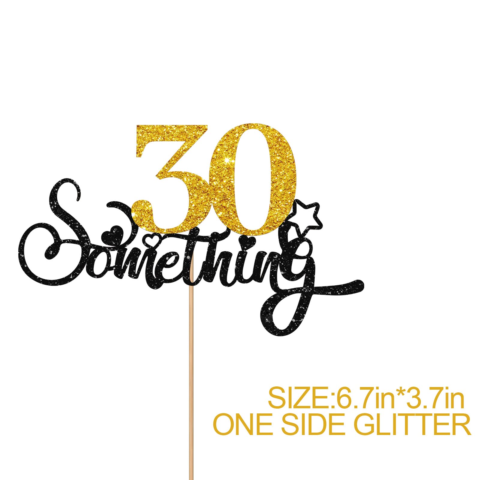 Black 30 Something Cake Topper for 30th Birthday Party Decor, Gold Glitter Dirty Thirty Cake Topper, Happy 30th Anniversary Party Decorations