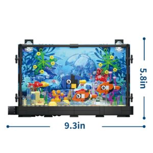 Mesiondy Fish Tank Building Block Set with Light，Aquarium，Marine Jellyfish, Building Block Toy for Kids 6, Home Decor