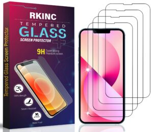 rkinc screen protector [4-pack] for iphone 13 pro max 6.7-inch, tempered glass film screen protector, 0.33mm [lifetimewarranty][anti-scratch][anti-shatter][bubble-free]