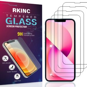 RKINC Screen Protector [4-Pack] for iPhone 13 Pro Max 6.7-Inch, Tempered Glass Film Screen Protector, 0.33mm [LifetimeWarranty][Anti-Scratch][Anti-Shatter][Bubble-Free]