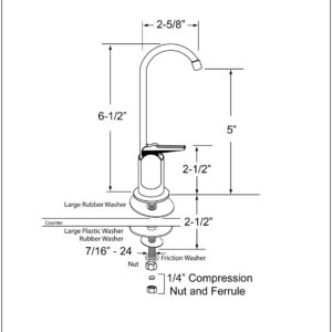 Westbrass A203-NL-62 6" Touch-Flo Style Pure Water Dispenser Faucet, Matte Black