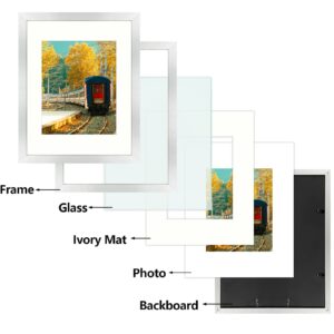 Golden State Art, 11x14 Picture Frame, Poster Frame in Silver, Display 8x10 with Mat or 11x14 without Mat, 2 Pack