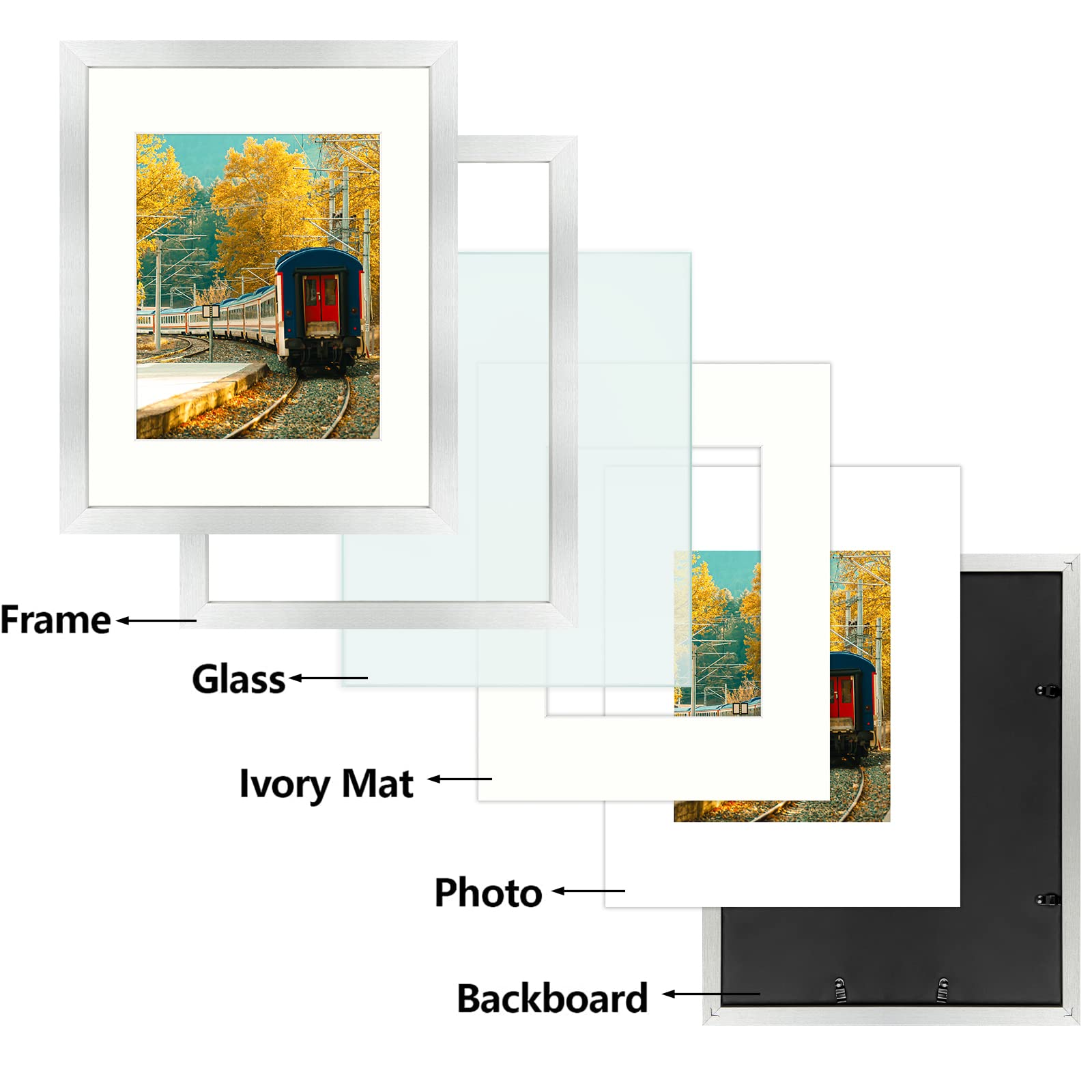 Golden State Art, 11x14 Picture Frame, Poster Frame in Silver, Display 8x10 with Mat or 11x14 without Mat, 2 Pack