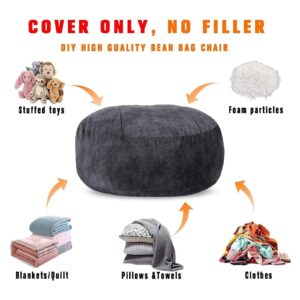 kgitpve Giant Bean Bag Chair Cover (No Filler, Cover Only) Bean Bag Chairs for Adults Big Round Soft Fluffy PV Velvet Sofa Bed Cover, Living Room Furniture (6ft, White)