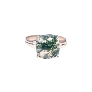 moss agate ring, delicate silver ring, moss agate gemstone ring, unisex silver ring, bohemian jewelry for women, 925 sterling silver ring, healing ring, wedding ring, dainty ring, valentine day gift