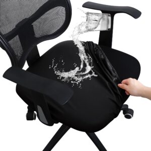 forcheer office chair seat covers leather stretch waterproof pu computer chair seat cushion slipcovers-black