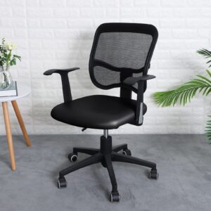 FORCHEER office chair seat covers leather Stretch Waterproof PU Computer Chair Seat Cushion Slipcovers-Black