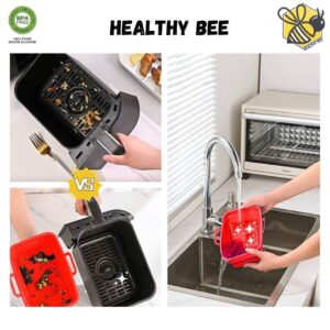 Healthy BEE - Air Fryer Liners- Silicone -2Pcs Air Fryer Silicone Pot/Liners Reusable Food Safe Non Stick Air Fryer, OVEN, MICROWAVE, STEAMER, DISHWASHER, Basket Accessories for Ninja Dual Dz201