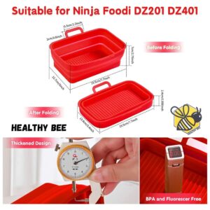 Healthy BEE - Air Fryer Liners- Silicone -2Pcs Air Fryer Silicone Pot/Liners Reusable Food Safe Non Stick Air Fryer, OVEN, MICROWAVE, STEAMER, DISHWASHER, Basket Accessories for Ninja Dual Dz201